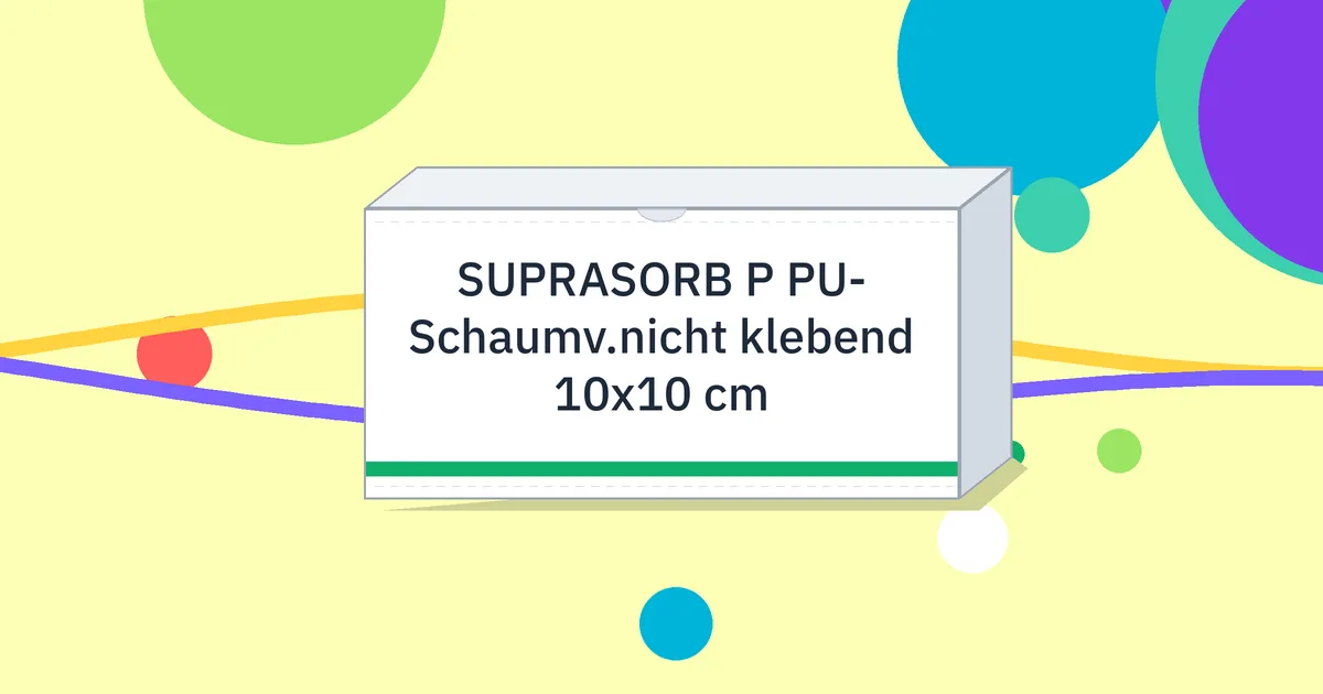 Symbolbild: Packung mit der Aufschrift SUPRASORB P PU-Schaumv.nicht klebend 10x10 cm (PZN 05995737) – Verfügbarkeit und Bezug in Apotheken in Frankfurt am Main