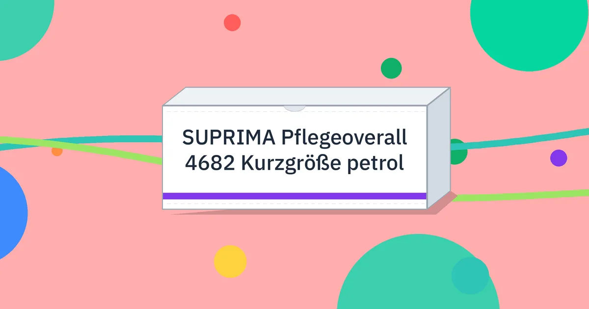 Symbolbild: Packung mit der Aufschrift SUPRIMA Pflegeoverall 4682 Kurzgröße petrol (PZN 11660099) – Verfügbarkeit und Bezug in Apotheken in Frankfurt am Main