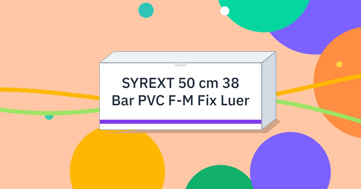 Symbolbild: Packung mit der Aufschrift SYREXT 50 cm 38 Bar PVC F-M Fix Luer (PZN 17898755) – Verfügbarkeit und Bezug in Apotheken in Frankfurt am Main