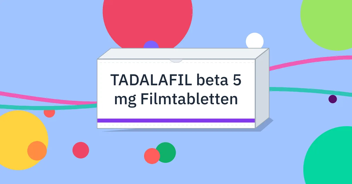Symbolbild: Packung mit der Aufschrift TADALAFIL beta 5 mg Filmtabletten (PZN 13700087) – Verfügbarkeit und Bezug in Apotheken in Frankfurt am Main