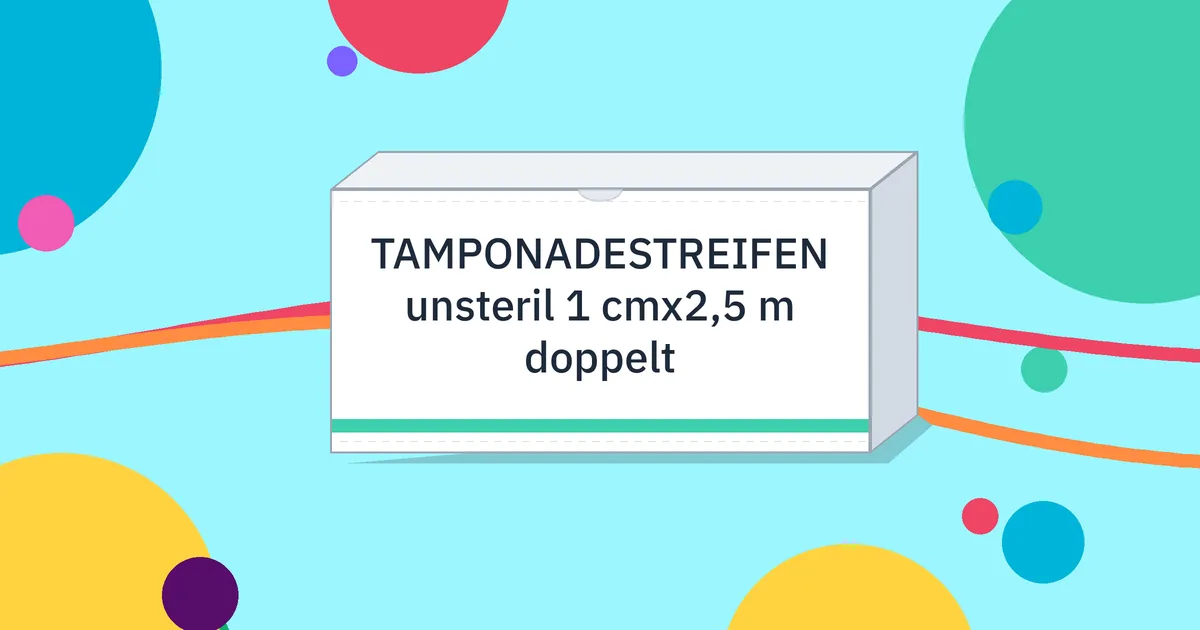 Symbolbild: Packung mit der Aufschrift TAMPONADESTREIFEN unsteril 1 cmx2,5 m doppelt (PZN 07402569) – Verfügbarkeit und Bezug in Apotheken in Frankfurt am Main