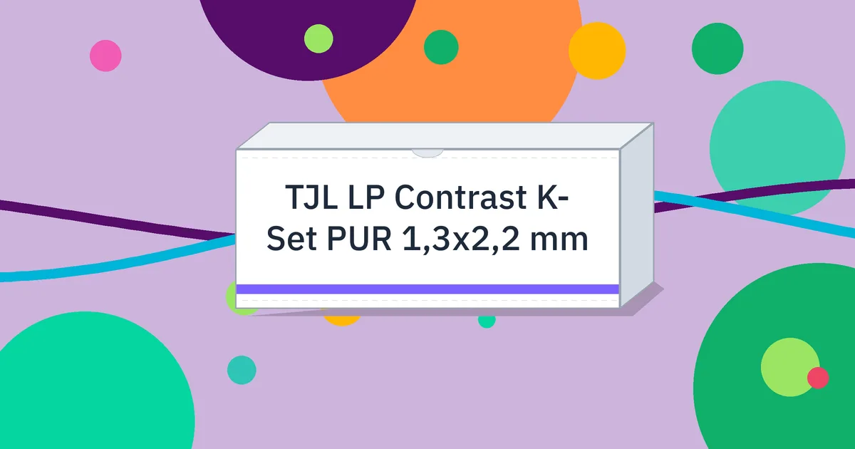 Symbolbild: Packung mit der Aufschrift TJL LP Contrast K-Set PUR 1,3x2,2 mm (PZN 17588747) – Verfügbarkeit und Bezug in Apotheken in Frankfurt am Main
