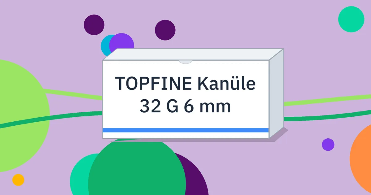 Symbolbild: Packung mit der Aufschrift TOPFINE Kanüle 32 G 6 mm (PZN 13059667) – Verfügbarkeit und Bezug in Apotheken in Frankfurt am Main