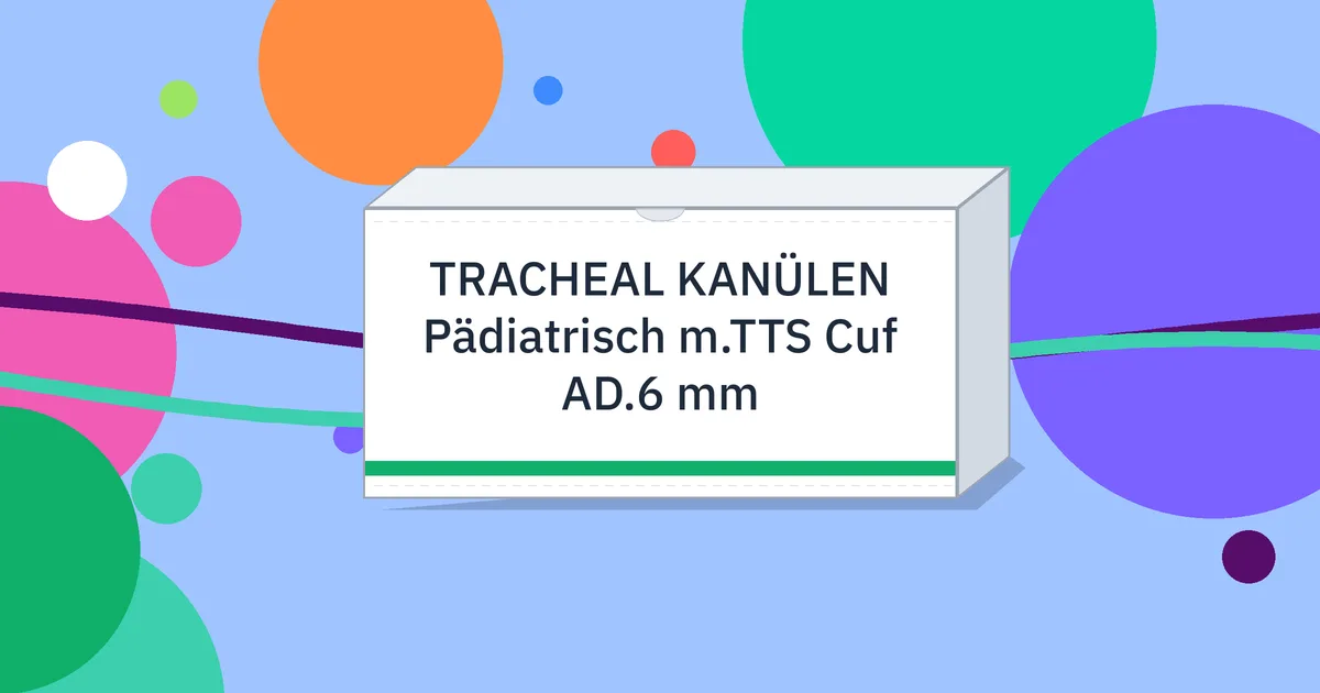Symbolbild: Packung mit der Aufschrift TRACHEAL KANÜLEN Pädiatrisch m.TTS Cuf AD.6 mm (PZN 09217586) – Verfügbarkeit und Bezug in Apotheken in Frankfurt am Main