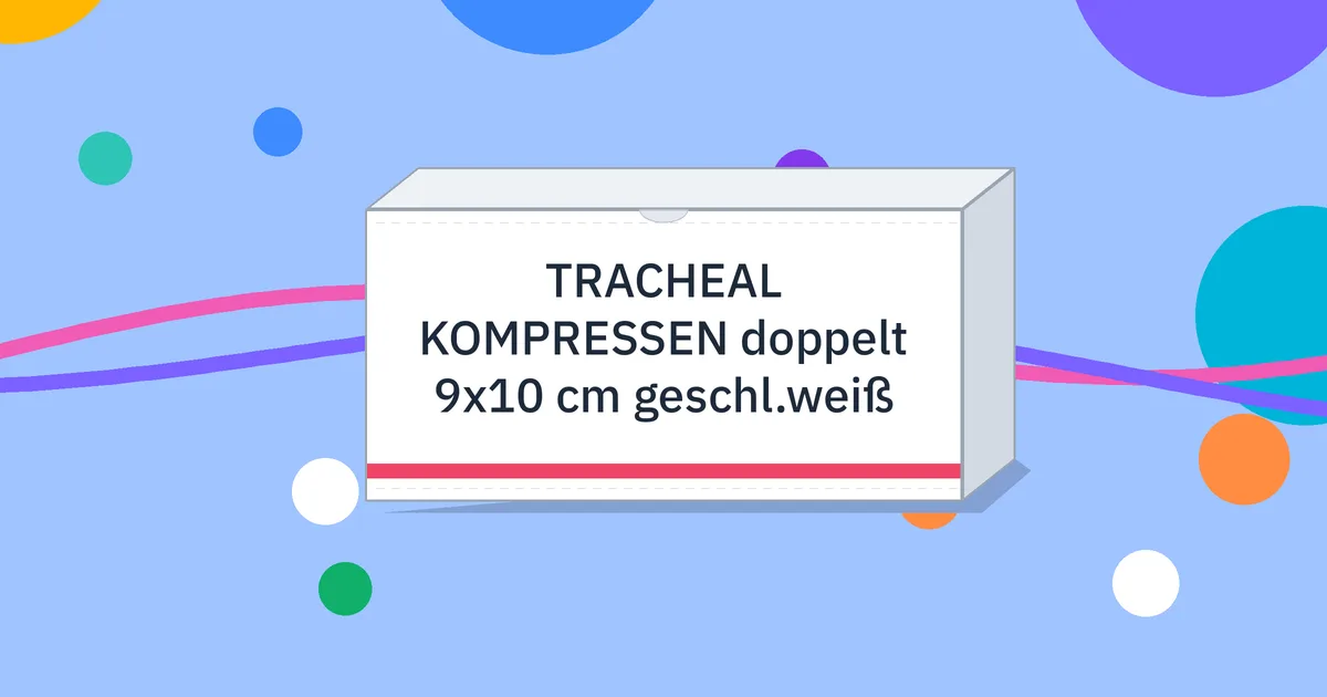 Symbolbild: Packung mit der Aufschrift TRACHEAL KOMPRESSEN doppelt 9x10 cm geschl.weiß (PZN 00140675) – Verfügbarkeit und Bezug in Apotheken in Frankfurt am Main