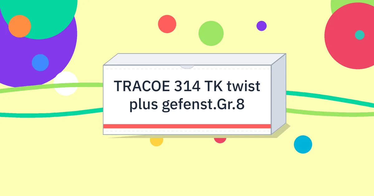 Symbolbild: Packung mit der Aufschrift TRACOE 314 TK twist plus gefenst.Gr.8 (PZN 06831920) – Verfügbarkeit und Bezug in Apotheken in Frankfurt am Main