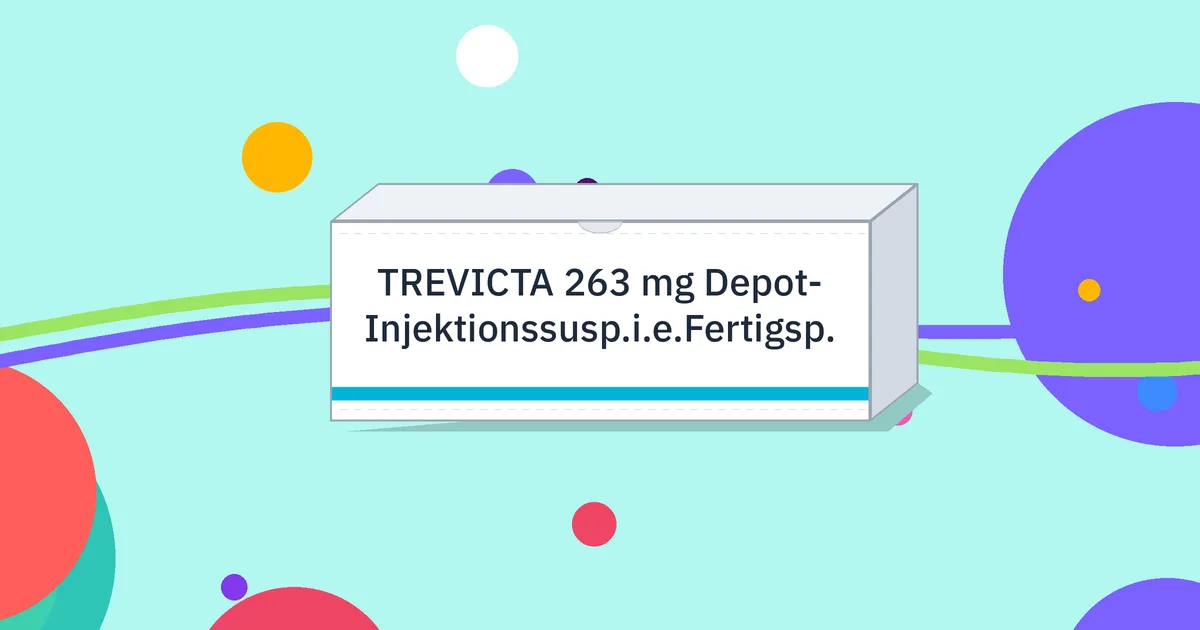 Symbolbild: Packung mit der Aufschrift TREVICTA 263 mg Depot-Injektionssusp.i.e.Fertigsp. (PZN 13624050) – Verfügbarkeit und Bezug in Apotheken in Frankfurt am Main