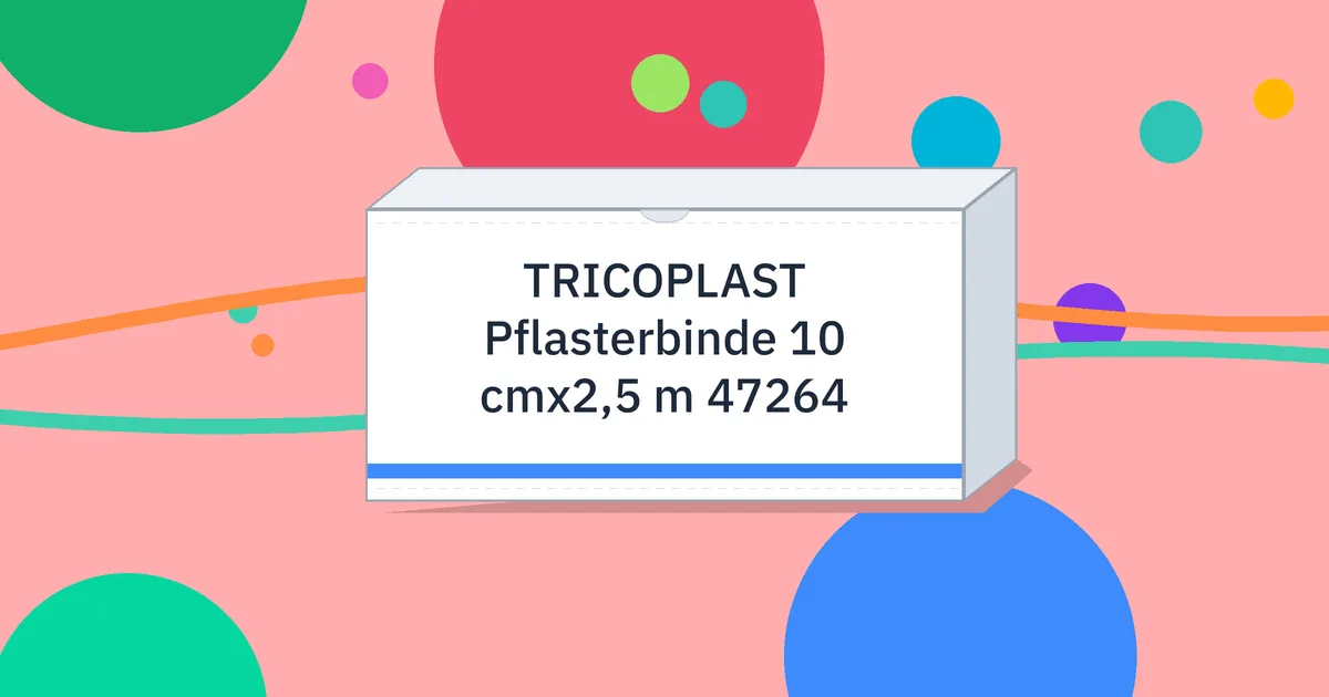 Symbolbild: Packung mit der Aufschrift TRICOPLAST Pflasterbinde 10 cmx2,5 m 47264 (PZN 04777760) – Verfügbarkeit und Bezug in Apotheken in Frankfurt am Main