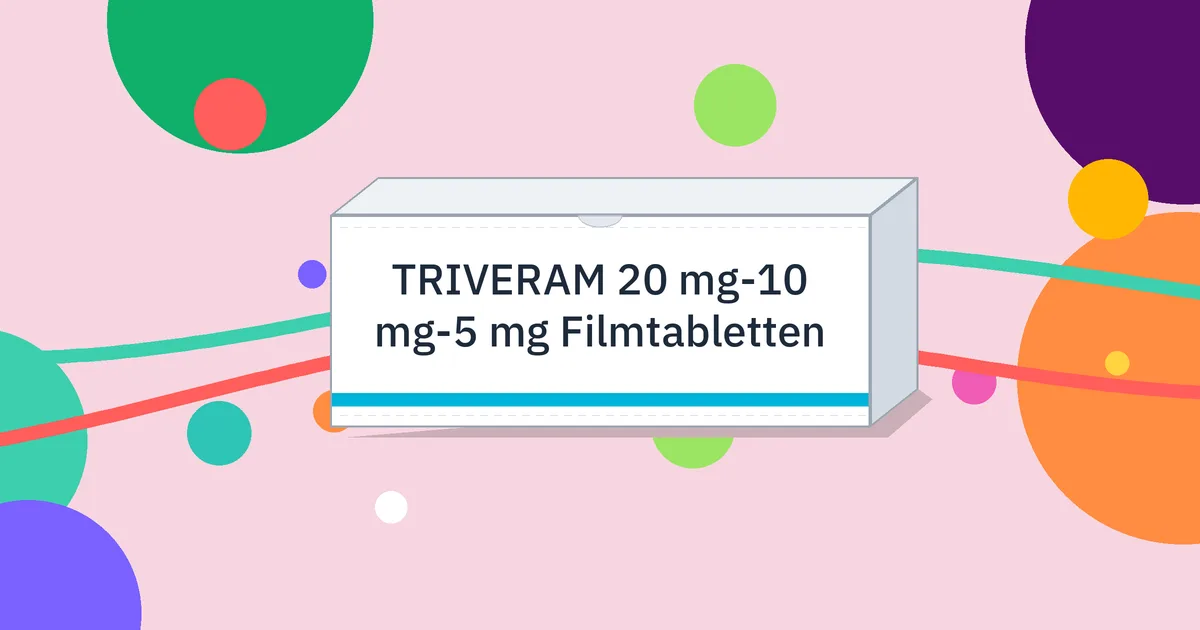 Symbolbild: Packung mit der Aufschrift TRIVERAM 20 mg-10 mg-5 mg Filmtabletten (PZN 19495234) – Verfügbarkeit und Bezug in Apotheken in Frankfurt am Main