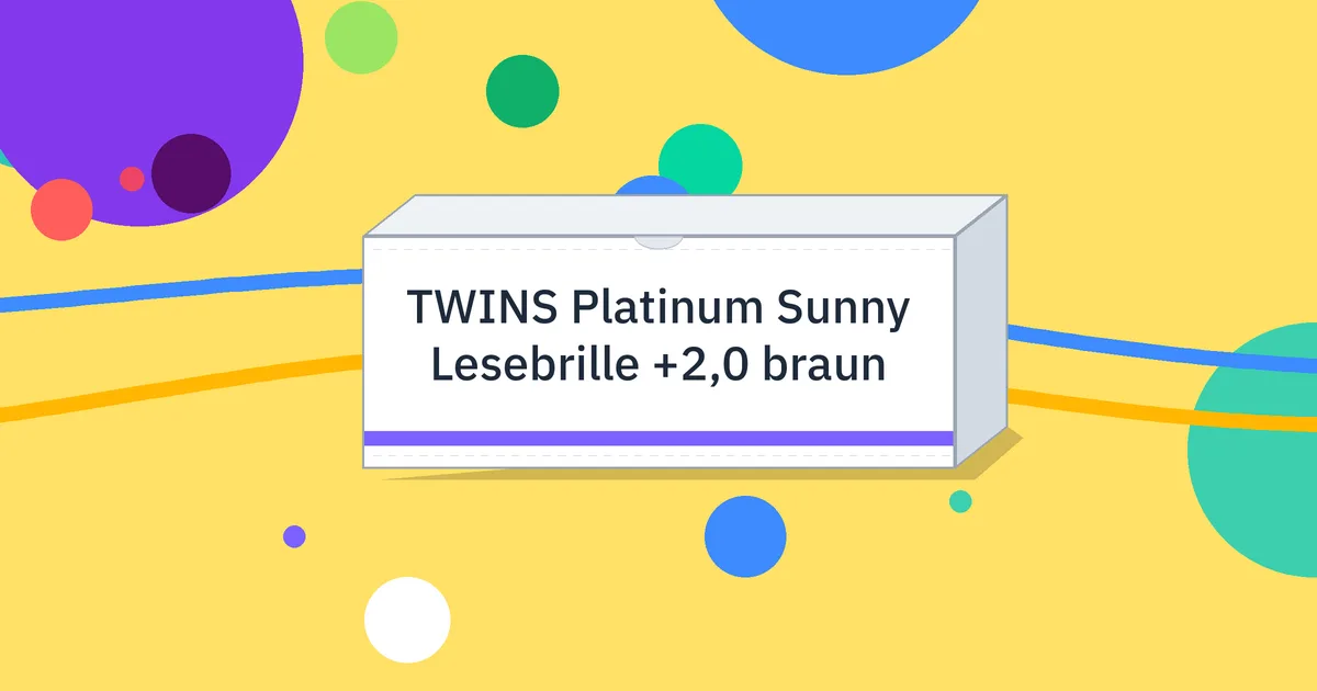 Symbolbild: Packung mit der Aufschrift TWINS Platinum Sunny Lesebrille +2,0 braun (PZN 13344020) – Verfügbarkeit und Bezug in Apotheken in Frankfurt am Main