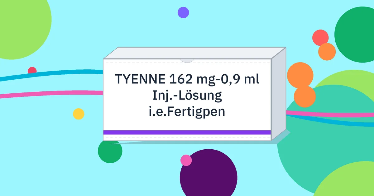 Symbolbild: Packung mit der Aufschrift TYENNE 162 mg-0,9 ml Inj.-Lösung i.e.Fertigpen (PZN 19295475) – Verfügbarkeit und Bezug in Apotheken in Frankfurt am Main