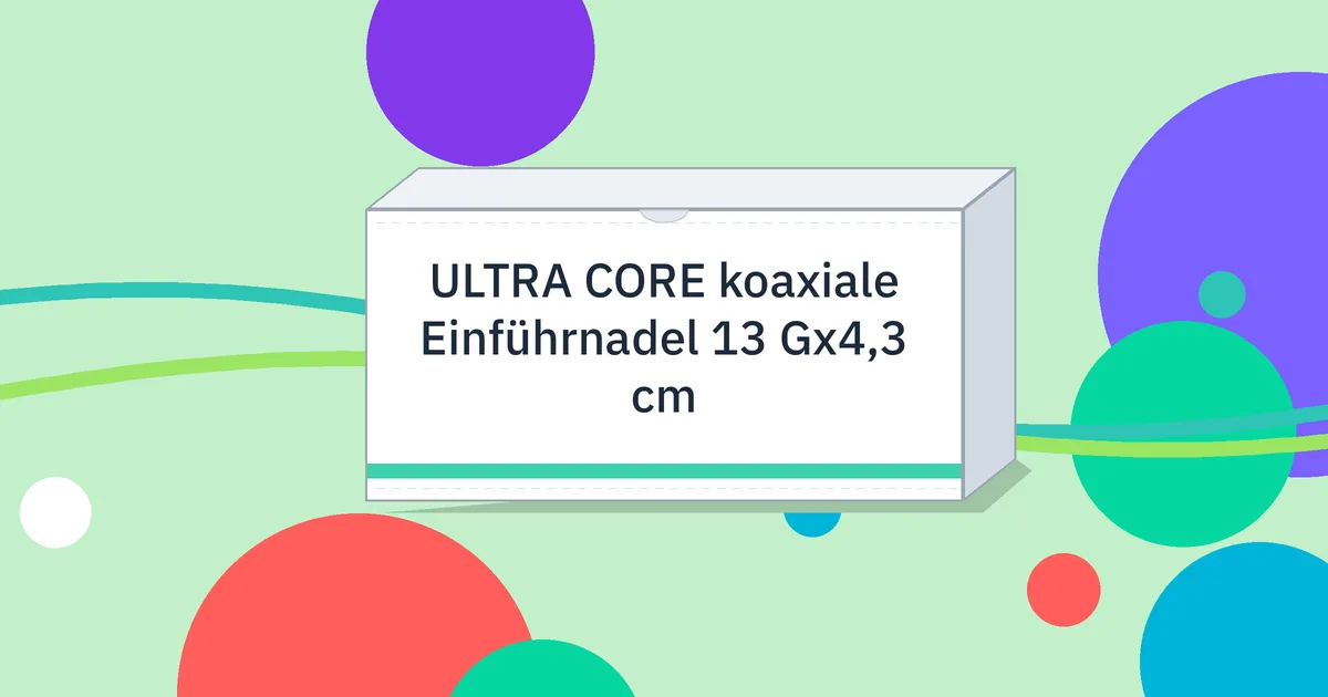 Symbolbild: Packung mit der Aufschrift ULTRA CORE koaxiale Einführnadel 13 Gx4,3 cm (PZN 06770437) – Verfügbarkeit und Bezug in Apotheken in Frankfurt am Main