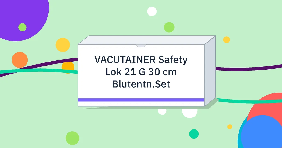 Symbolbild: Packung mit der Aufschrift VACUTAINER Safety Lok 21 G 30 cm Blutentn.Set (PZN 06411738) – Verfügbarkeit und Bezug in Apotheken in Frankfurt am Main