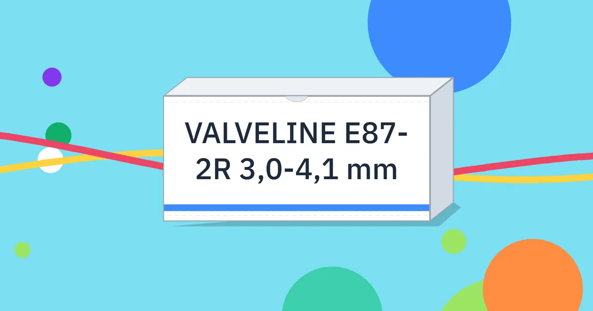 Symbolbild: Packung mit der Aufschrift VALVELINE E87-2R 3,0-4,1 mm (PZN 11216335) – Verfügbarkeit und Bezug in Apotheken in Frankfurt am Main