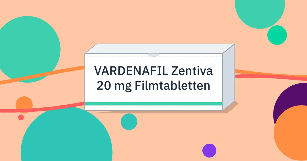 Symbolbild: Packung mit der Aufschrift VARDENAFIL Zentiva 20 mg Filmtabletten (PZN 14212763) – Verfügbarkeit und Bezug in Apotheken in Frankfurt am Main