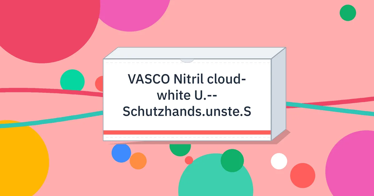 Symbolbild: Packung mit der Aufschrift VASCO Nitril cloud-white U.--Schutzhands.unste.S (PZN 18714013) – Verfügbarkeit und Bezug in Apotheken in Frankfurt am Main