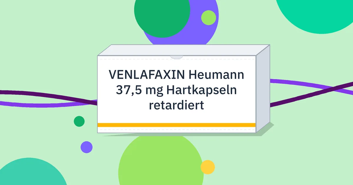 Symbolbild: Packung mit der Aufschrift VENLAFAXIN Heumann 37,5 mg Hartkapseln retardiert (PZN 09007860) – Verfügbarkeit und Bezug in Apotheken in Frankfurt am Main