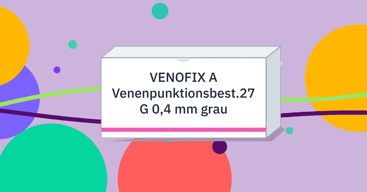 Symbolbild: Packung mit der Aufschrift VENOFIX A Venenpunktionsbest.27 G 0,4 mm grau (PZN 08482257) – Verfügbarkeit und Bezug in Apotheken in Frankfurt am Main