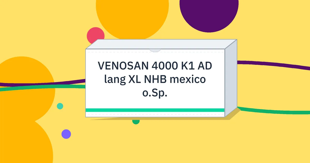 Symbolbild: Packung mit der Aufschrift VENOSAN 4000 K1 AD lang XL NHB mexico o.Sp. (PZN 14423158) – Verfügbarkeit und Bezug in Apotheken in Frankfurt am Main