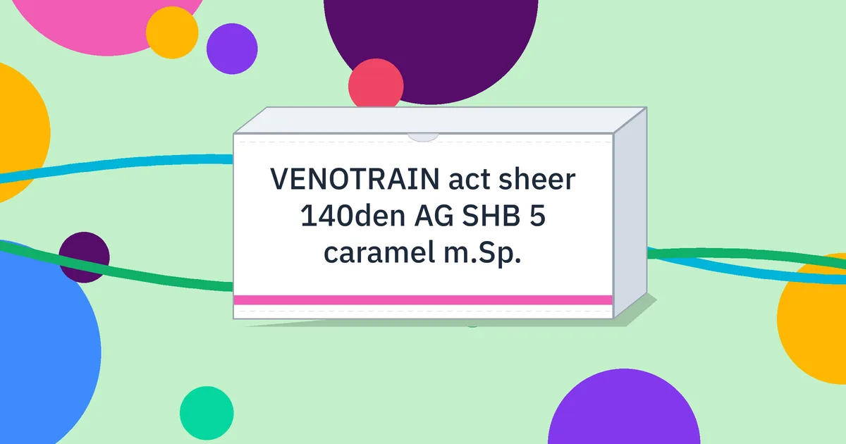 Symbolbild: Packung mit der Aufschrift VENOTRAIN act sheer 140den AG SHB 5 caramel m.Sp. (PZN 16208257) – Verfügbarkeit und Bezug in Apotheken in Frankfurt am Main