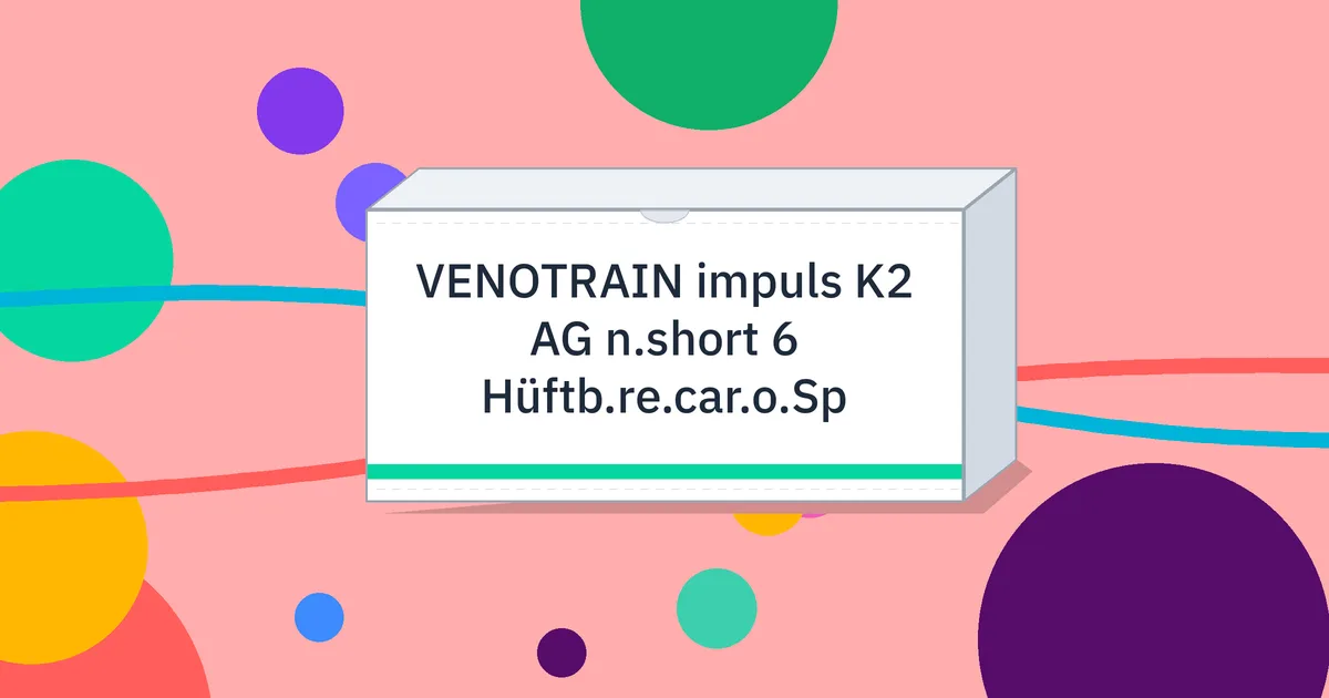 Symbolbild: Packung mit der Aufschrift VENOTRAIN impuls K2 AG n.short 6 Hüftb.re.car.o.Sp (PZN 08422456) – Verfügbarkeit und Bezug in Apotheken in Frankfurt am Main
