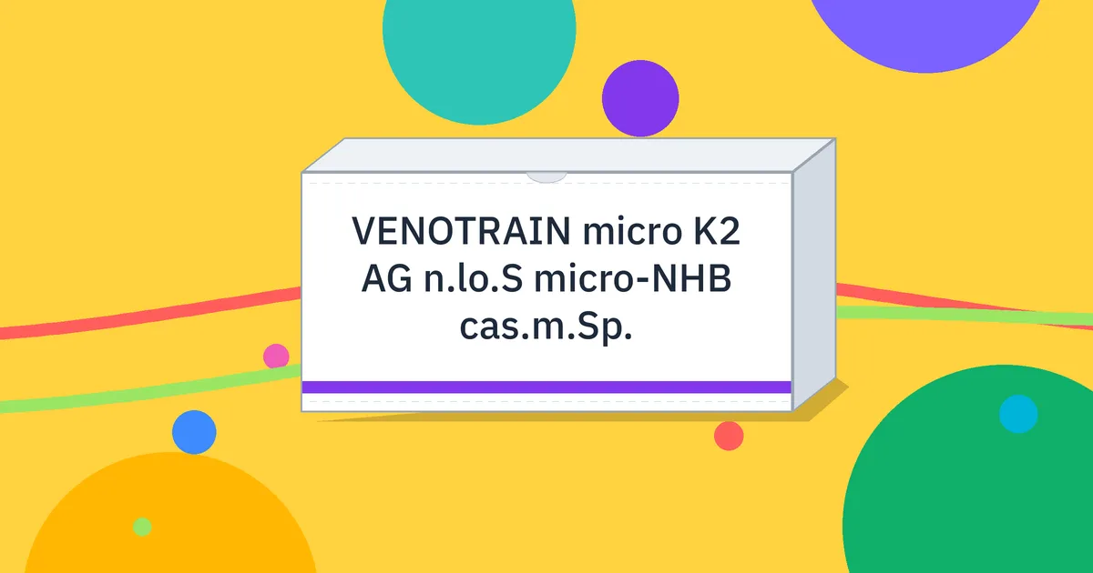 Symbolbild: Packung mit der Aufschrift VENOTRAIN micro K2 AG n.lo.S micro-NHB cas.m.Sp. (PZN 20758466) – Verfügbarkeit und Bezug in Apotheken in Frankfurt am Main