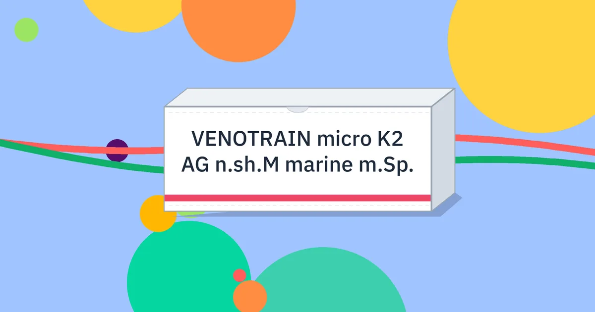 Symbolbild: Packung mit der Aufschrift VENOTRAIN micro K2 AG n.sh.M marine m.Sp. (PZN 04325696) – Verfügbarkeit und Bezug in Apotheken in Frankfurt am Main