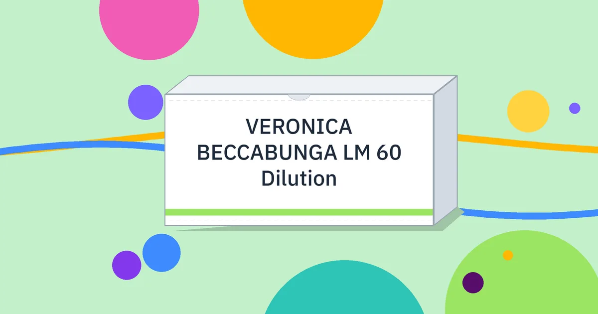 Symbolbild: Packung mit der Aufschrift VERONICA BECCABUNGA LM 60 Dilution (PZN 13269459) – Verfügbarkeit und Bezug in Apotheken in Frankfurt am Main