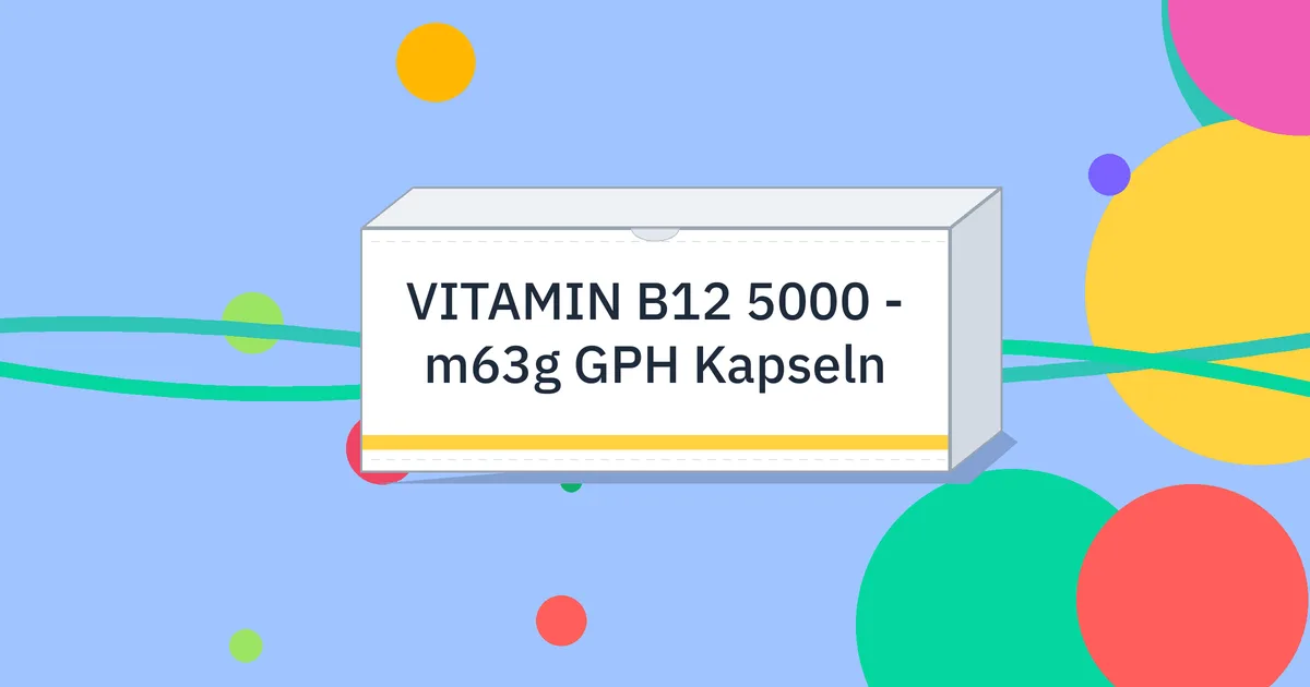 Symbolbild: Packung mit der Aufschrift VITAMIN B12 5000 -m63g GPH Kapseln (PZN 17822887) – Verfügbarkeit und Bezug in Apotheken in Frankfurt am Main
