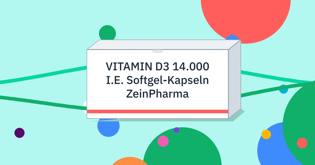 Symbolbild: Packung mit der Aufschrift VITAMIN D3 14.000 I.E. Softgel-Kapseln ZeinPharma (PZN 13427964) – Verfügbarkeit und Bezug in Apotheken in Frankfurt am Main