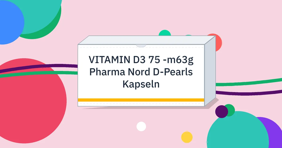 Symbolbild: Packung mit der Aufschrift VITAMIN D3 75 -m63g Pharma Nord D-Pearls Kapseln (PZN 15570861) – Verfügbarkeit und Bezug in Apotheken in Frankfurt am Main