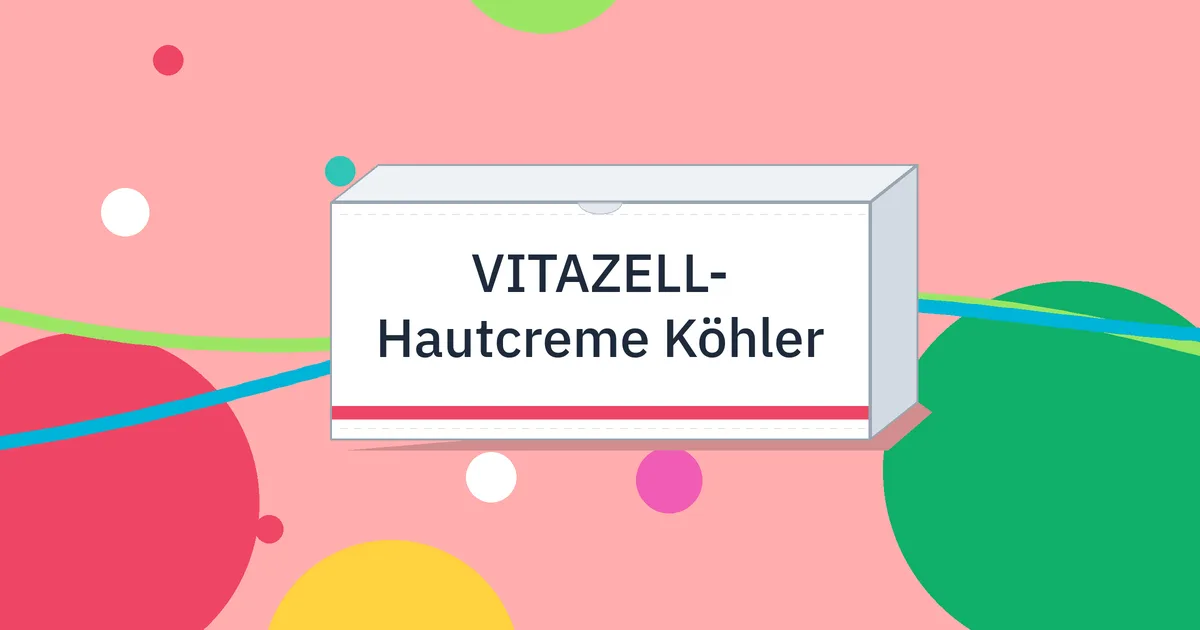 Symbolbild: Packung mit der Aufschrift VITAZELL-Hautcreme Köhler (PZN 02133797) – Verfügbarkeit und Bezug in Apotheken in Frankfurt am Main