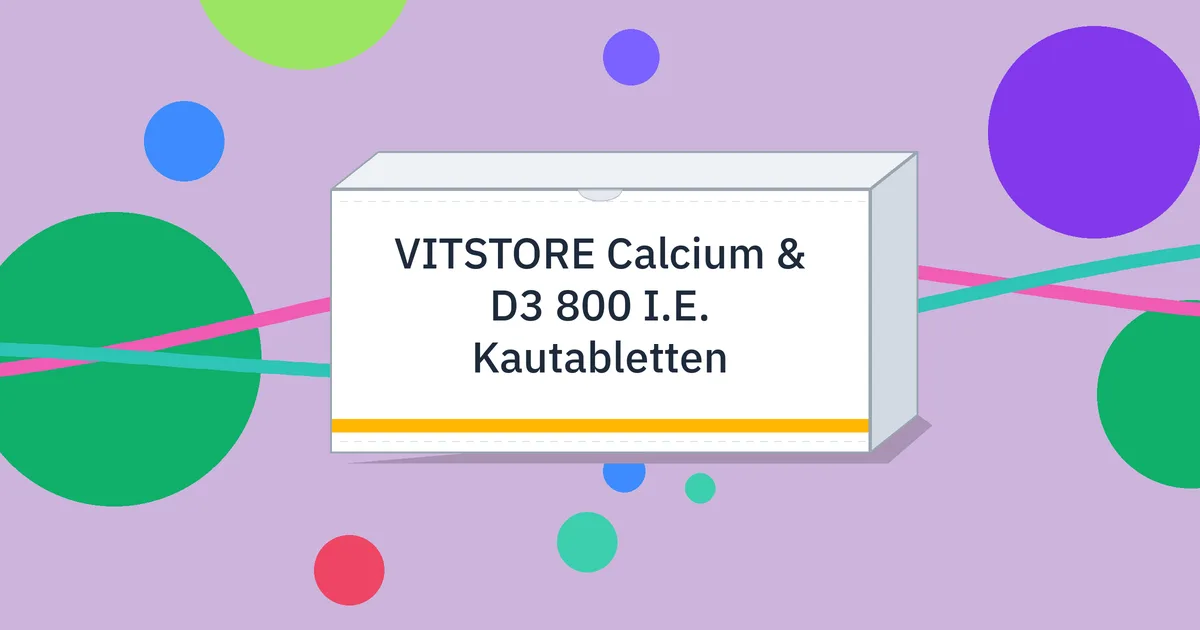 Symbolbild: Packung mit der Aufschrift VITSTORE Calcium & D3 800 I.E. Kautabletten (PZN 19160568) – Verfügbarkeit und Bezug in Apotheken in Frankfurt am Main