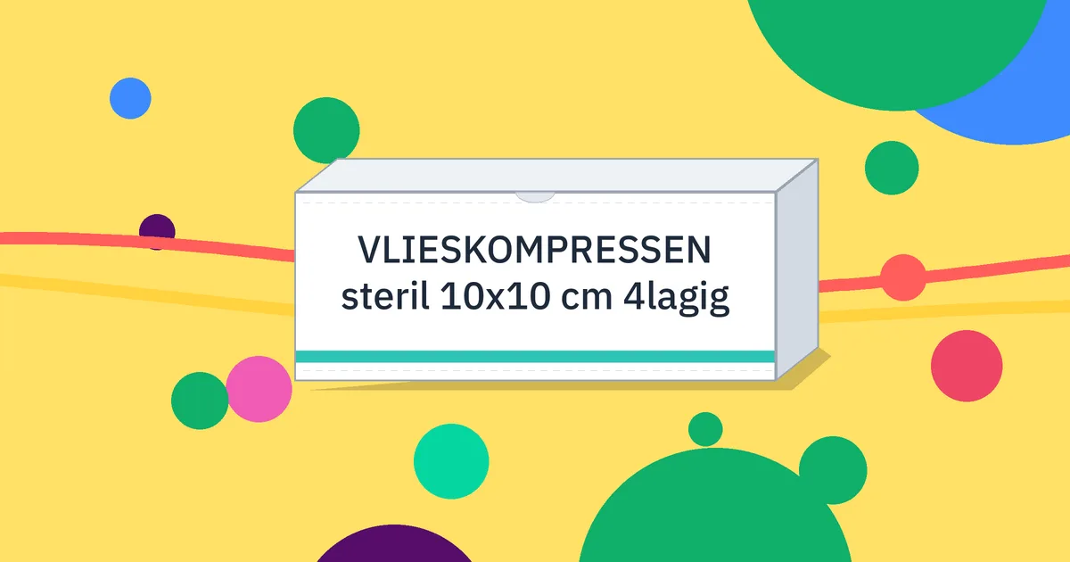 Symbolbild: Packung mit der Aufschrift VLIESKOMPRESSEN steril 10x10 cm 4lagig (PZN 20611579) – Verfügbarkeit und Bezug in Apotheken in Frankfurt am Main