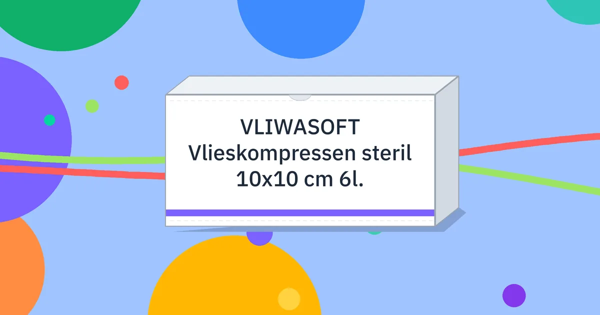 Symbolbild: Packung mit der Aufschrift VLIWASOFT Vlieskompressen steril 10x10 cm 6l. (PZN 08900890) – Verfügbarkeit und Bezug in Apotheken in Frankfurt am Main