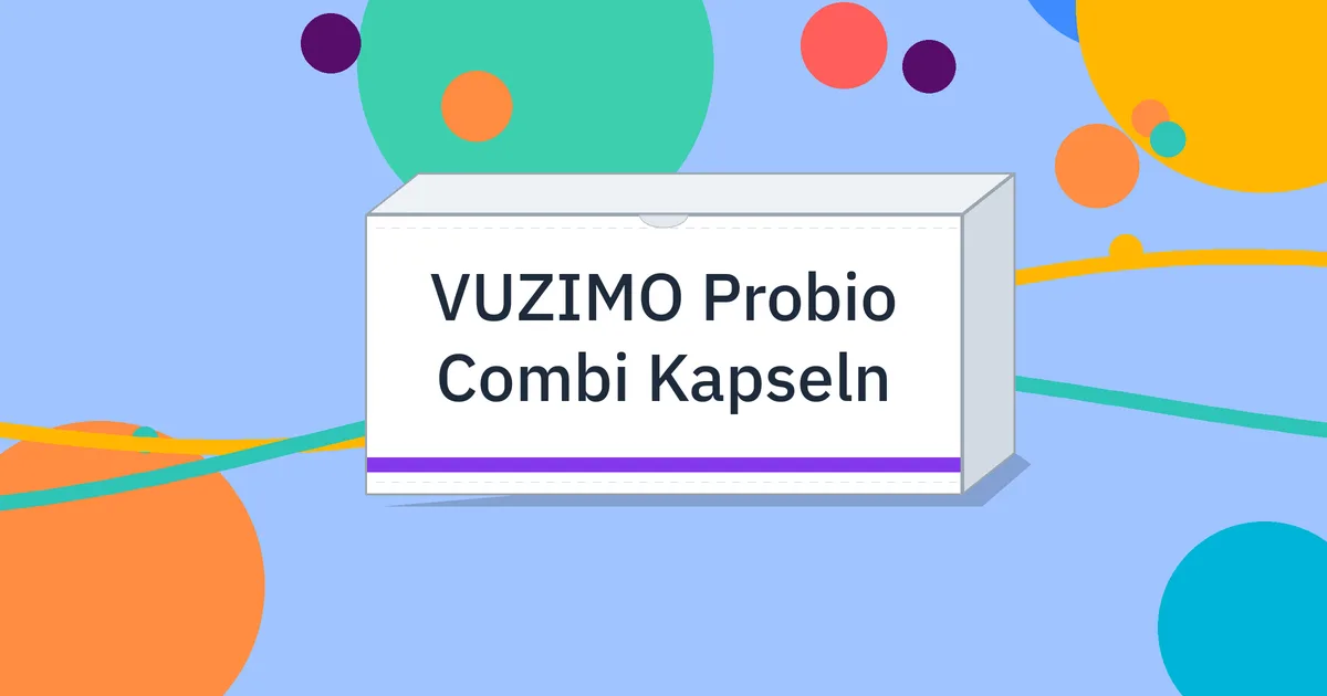 Symbolbild: Packung mit der Aufschrift VUZIMO Probio Combi Kapseln (PZN 20918846) – Verfügbarkeit und Bezug in Apotheken in Frankfurt am Main