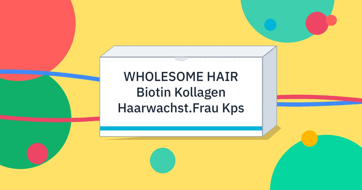 Symbolbild: Packung mit der Aufschrift WHOLESOME HAIR Biotin Kollagen Haarwachst.Frau Kps (PZN 19863258) – Verfügbarkeit und Bezug in Apotheken in Frankfurt am Main