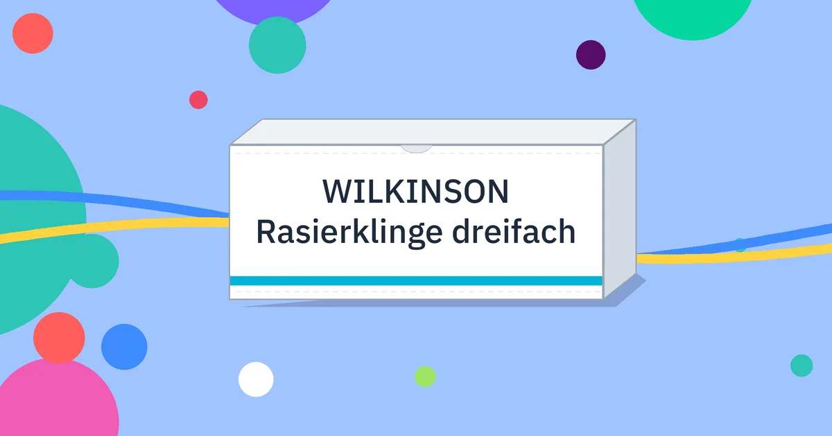 Symbolbild: Packung mit der Aufschrift WILKINSON Rasierklinge dreifach (PZN 02293153) – Verfügbarkeit und Bezug in Apotheken in Frankfurt am Main