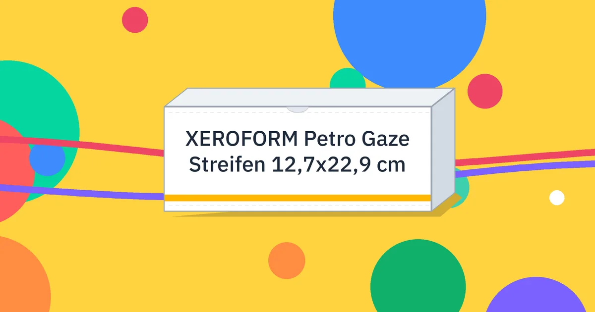 Symbolbild: Packung mit der Aufschrift XEROFORM Petro Gaze Streifen 12,7x22,9 cm (PZN 20578238) – Verfügbarkeit und Bezug in Apotheken in Frankfurt am Main