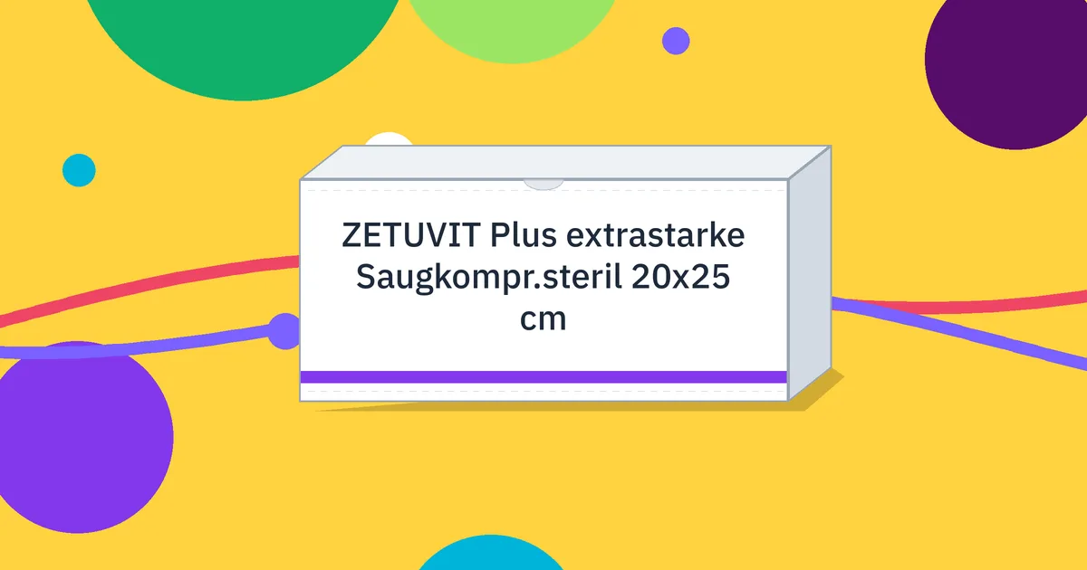 Symbolbild: Packung mit der Aufschrift ZETUVIT Plus extrastarke Saugkompr.steril 20x25 cm (PZN 18124582) – Verfügbarkeit und Bezug in Apotheken in Frankfurt am Main
