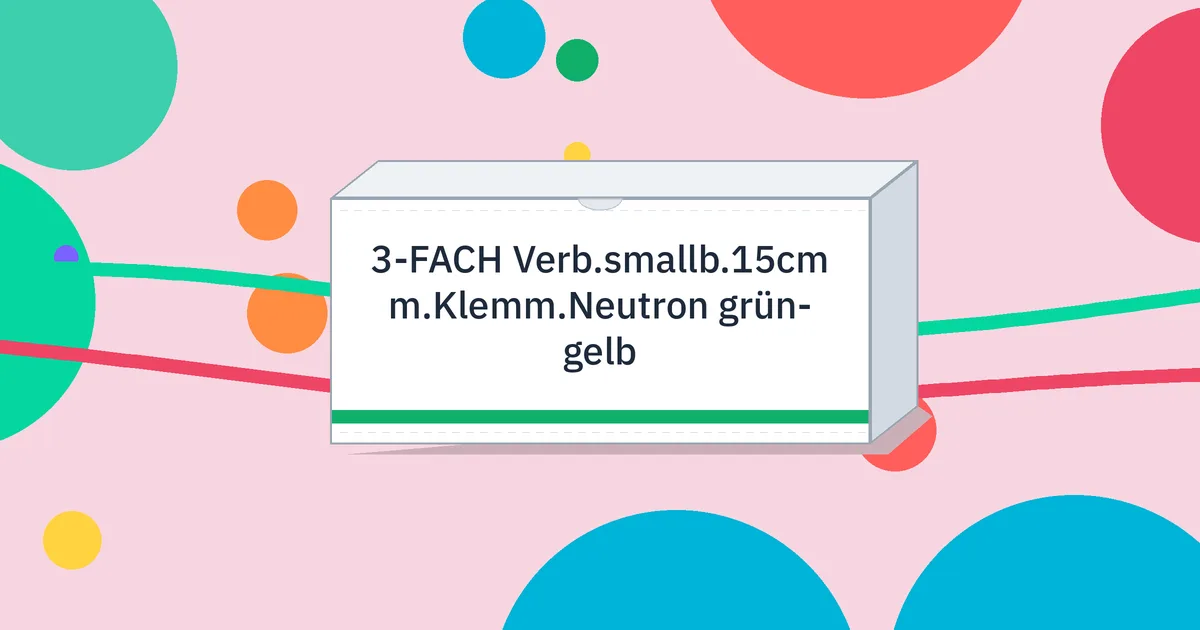 Symbolbild: Packung mit der Aufschrift 3-FACH Verb.smallb.15cm m.Klemm.Neutron grün-gelb (PZN 19515296) – Verfügbarkeit und Bezug in Apotheken in Frankfurt am Main