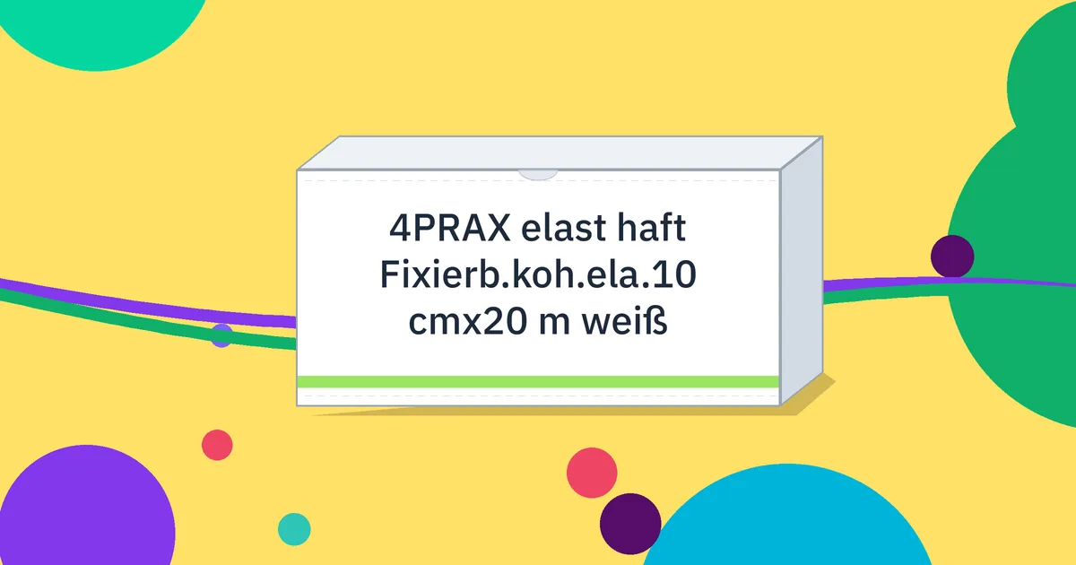 Symbolbild: Packung mit der Aufschrift 4PRAX elast haft Fixierb.koh.ela.10 cmx20 m weiß (PZN 20230245) – Verfügbarkeit und Bezug in Apotheken in Frankfurt am Main