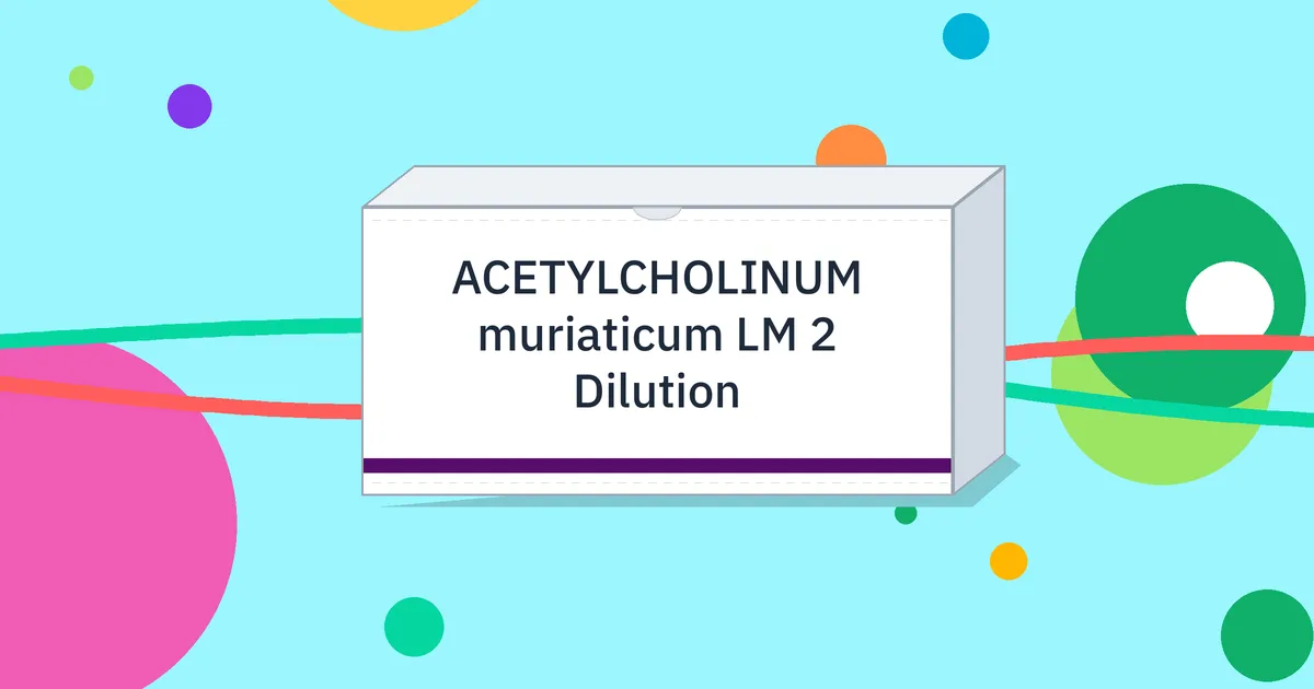 Symbolbild: Packung mit der Aufschrift ACETYLCHOLINUM muriaticum LM 2 Dilution (PZN 13265792) – Verfügbarkeit und Bezug in Apotheken in Frankfurt am Main