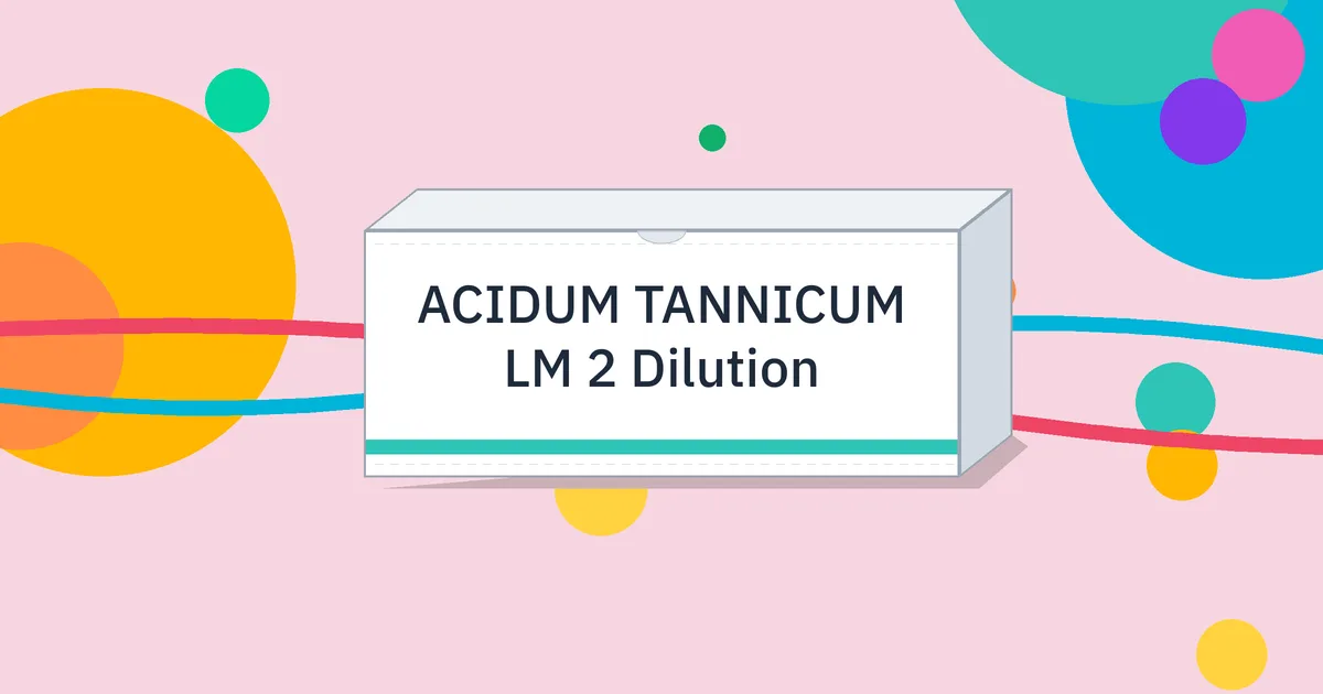 Symbolbild: Packung mit der Aufschrift ACIDUM TANNICUM LM 2 Dilution (PZN 13285464) – Verfügbarkeit und Bezug in Apotheken in Frankfurt am Main
