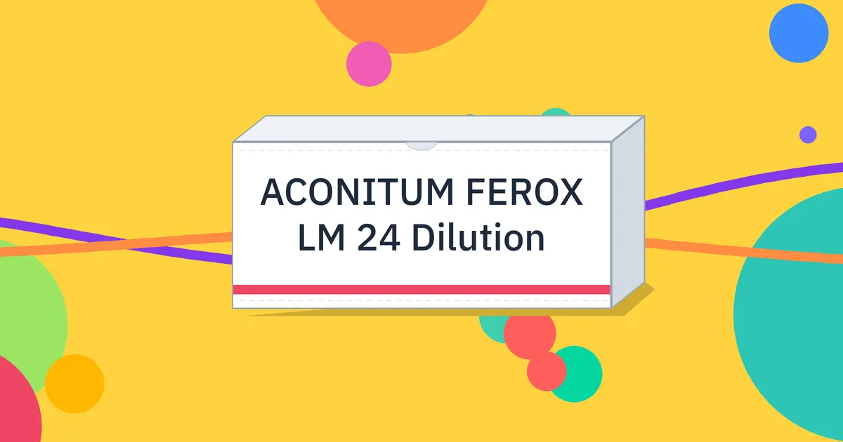 Symbolbild: Packung mit der Aufschrift ACONITUM FEROX LM 24 Dilution (PZN 13290850) – Verfügbarkeit und Bezug in Apotheken in Frankfurt am Main