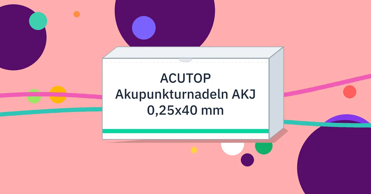 Symbolbild: Packung mit der Aufschrift ACUTOP Akupunkturnadeln AKJ 0,25x40 mm (PZN 17568928) – Verfügbarkeit und Bezug in Apotheken in Frankfurt am Main