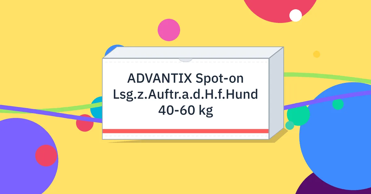 Symbolbild: Packung mit der Aufschrift ADVANTIX Spot-on Lsg.z.Auftr.a.d.H.f.Hund 40-60 kg (PZN 14018400) – Verfügbarkeit und Bezug in Apotheken in Frankfurt am Main