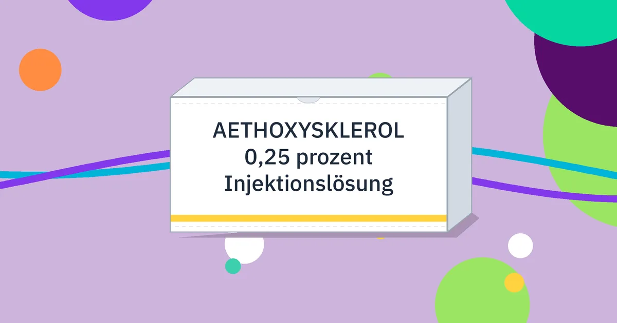 Symbolbild: Packung mit der Aufschrift AETHOXYSKLEROL 0,25 prozent Injektionslösung (PZN 04940243) – Verfügbarkeit und Bezug in Apotheken in Frankfurt am Main
