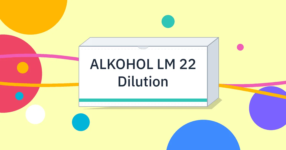 Symbolbild: Packung mit der Aufschrift ALKOHOL LM 22 Dilution (PZN 13311196) – Verfügbarkeit und Bezug in Apotheken in Frankfurt am Main