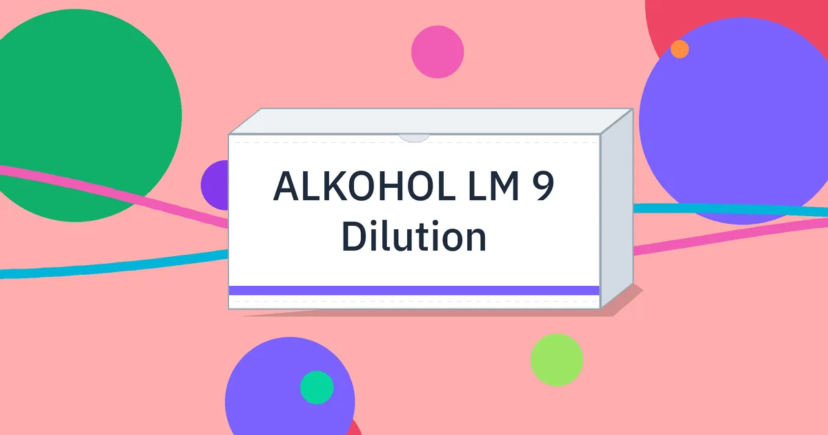 Symbolbild: Packung mit der Aufschrift ALKOHOL LM 9 Dilution (PZN 13311055) – Verfügbarkeit und Bezug in Apotheken in Frankfurt am Main